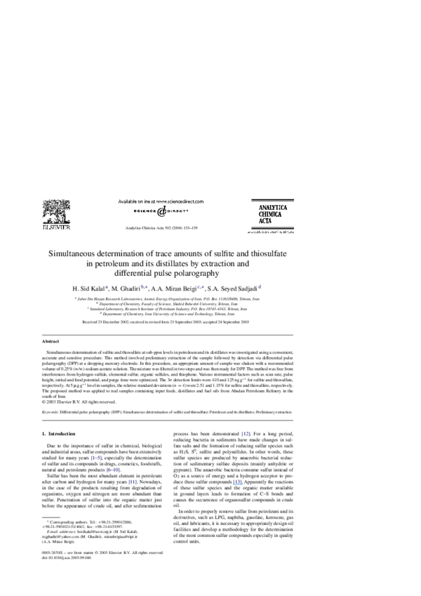 Pdf Simultaneous Determination Of Trace Amounts Of Cadmium Nickel And Cobalt In Water Samples