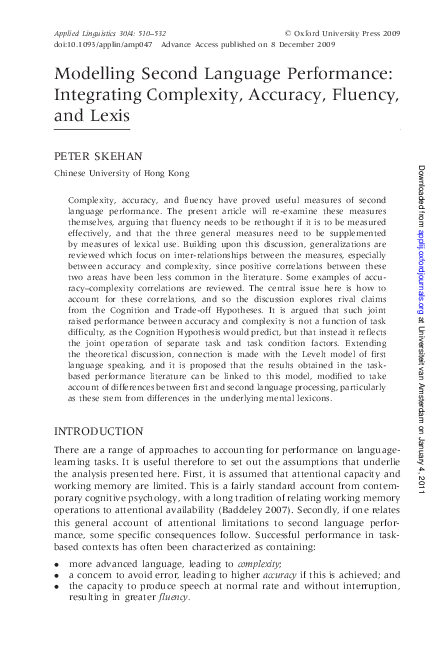Pdf Modelling Second Language Performance Integrating Complexity 7004