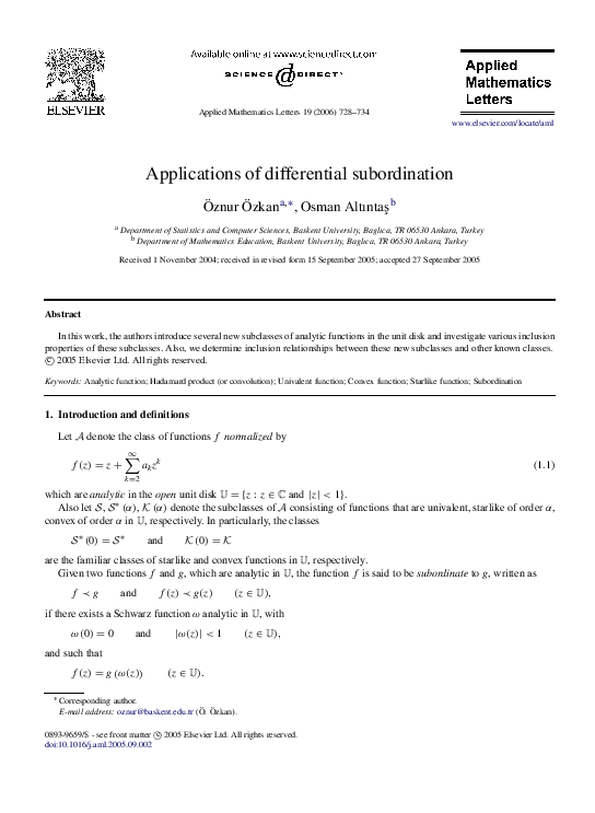 Pdf Applications Of Differential Subordination