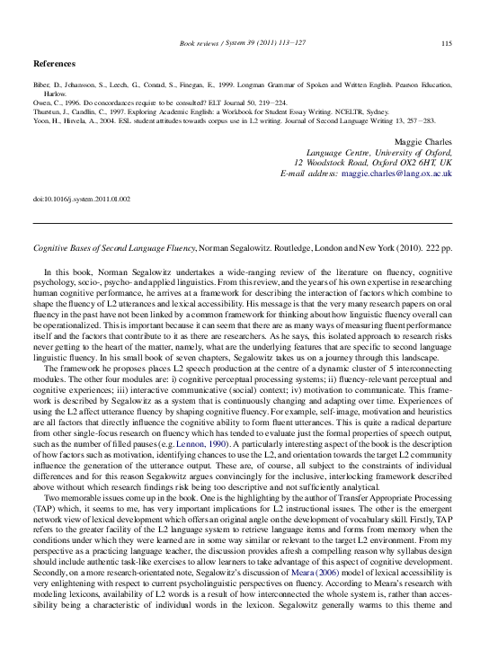 (PDF) Cognitive Bases of Second Language Fluency