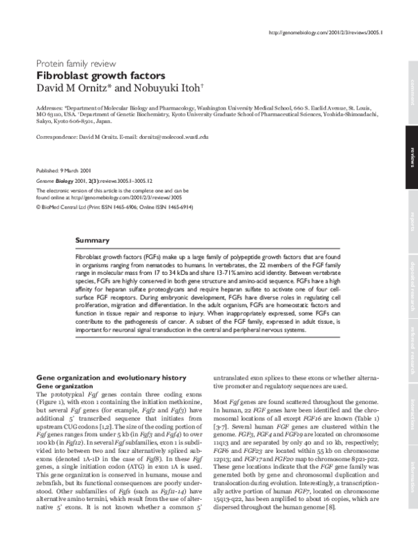 (PDF) Fibroblast growth factors