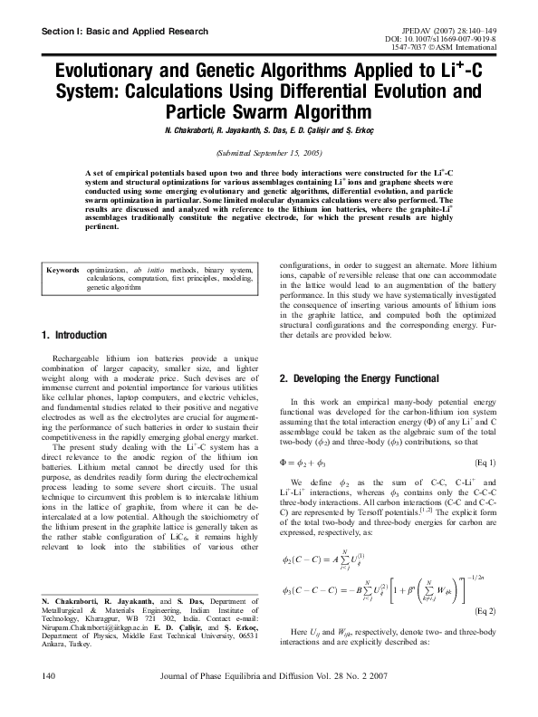 (PDF) Evolutionary and Genetic Algorithms Applied to Li + -C System ...