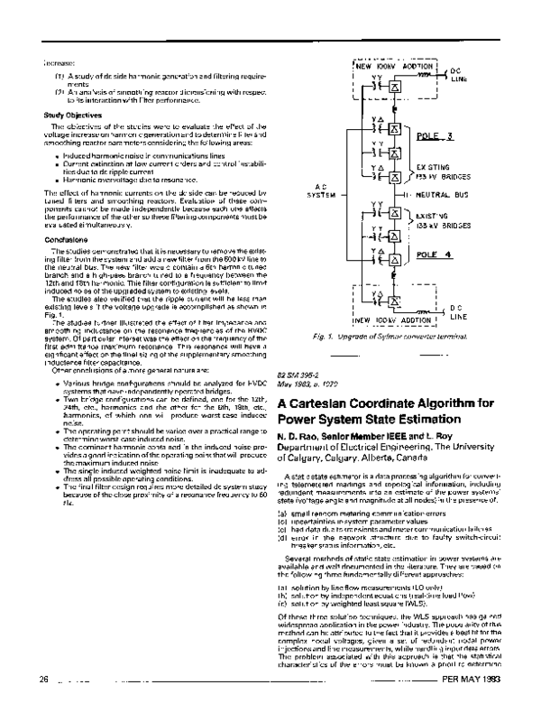 Pdf A Cartesian Coordinate Algorithm For Power System State Estimation