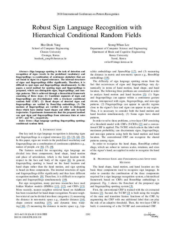 Pdf Robust Sign Language Recognition With Hierarchical Conditional Random Fields Hierarch 2559