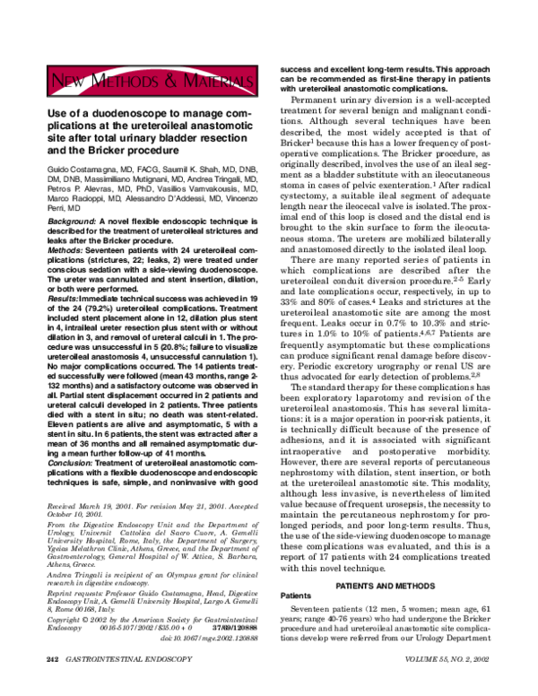 (PDF) Use of a duodenoscope to manage complications at the ureteroileal ...