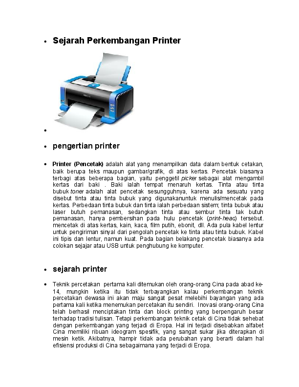 (DOC) Sejarah Perkembangan Printer