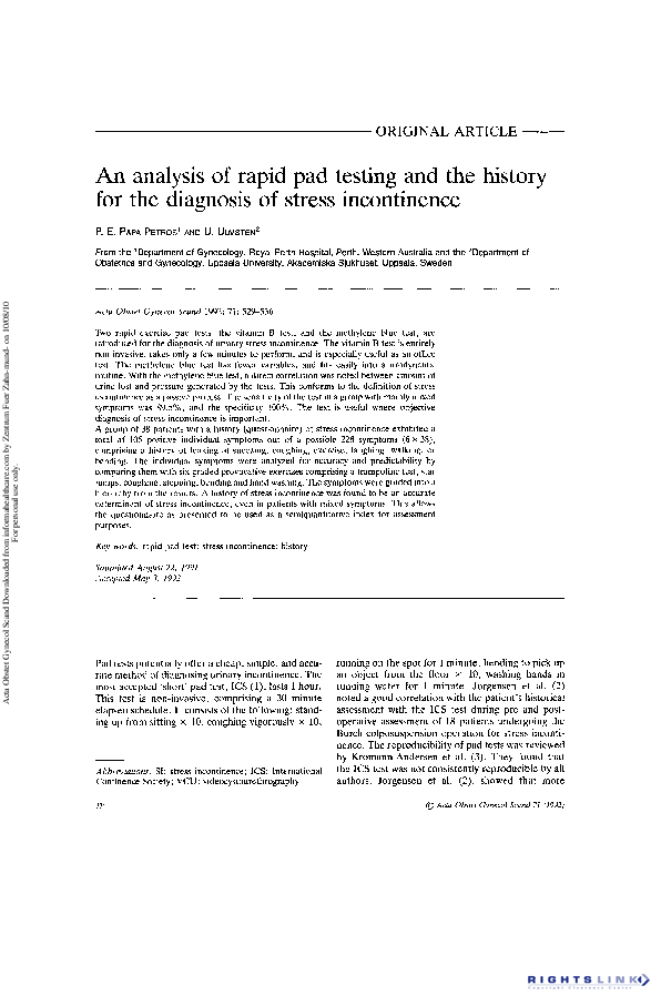 (PDF) An analysis of rapid pad testing and the history for the ...