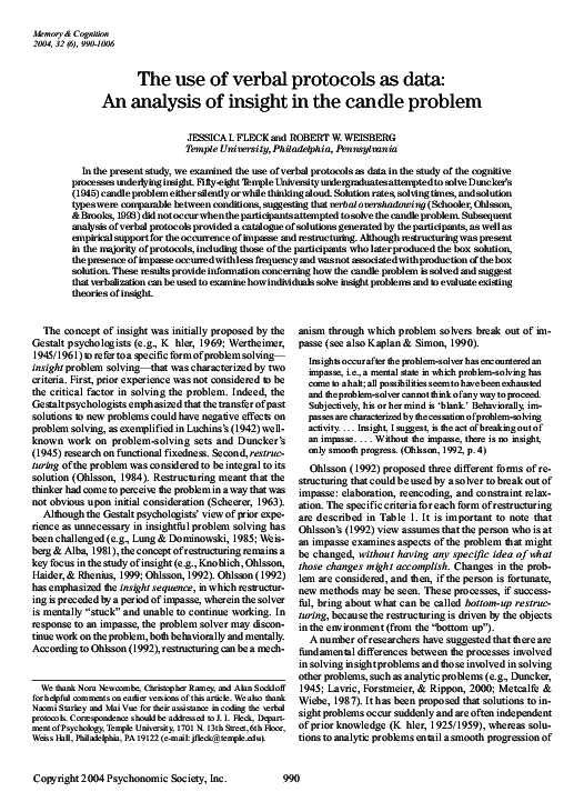 (PDF) The use of verbal protocols as data: An analysis of insight in ...