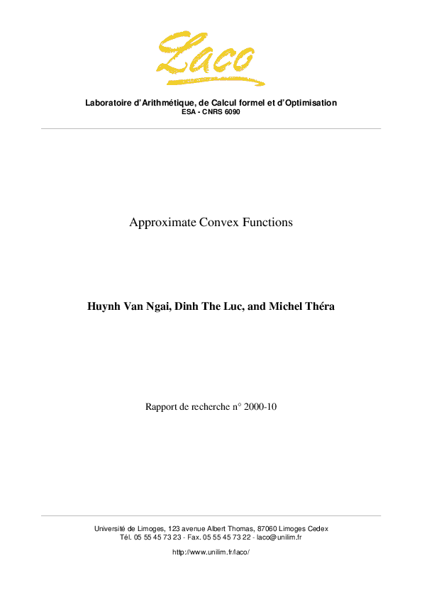 (PDF) Approximate Convex Functions