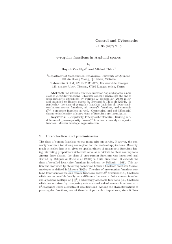 (PDF) ϕ-regular functions in Asplund spaces