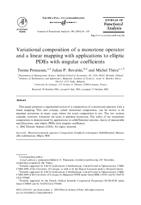 Pdf Variational Composition In Monotone Operators