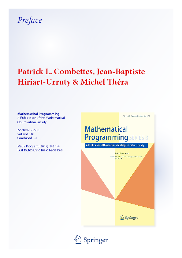 (PDF) Modern Convex Analysis - Preface
