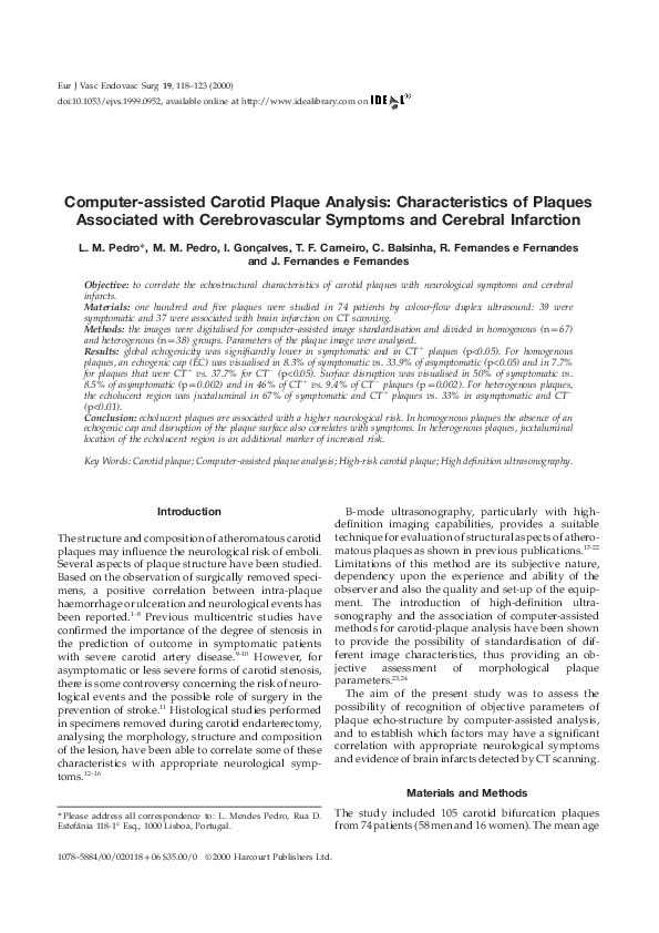 (PDF) Carotid plaque characteristics and presenting symptom | Jonathan ...