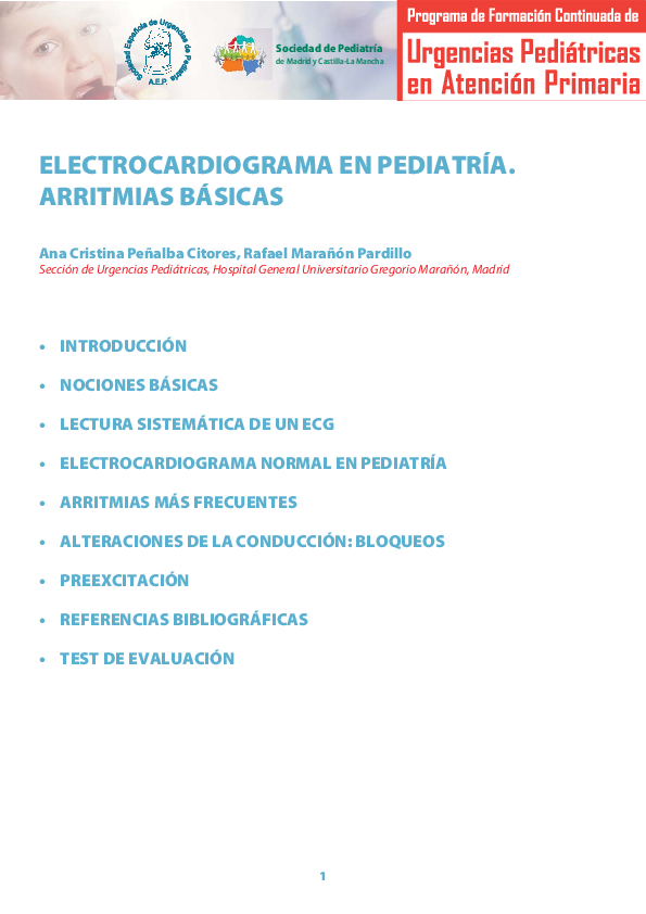 (PDF) Electrocardiograma en Pediatría. Arritmias Básicas