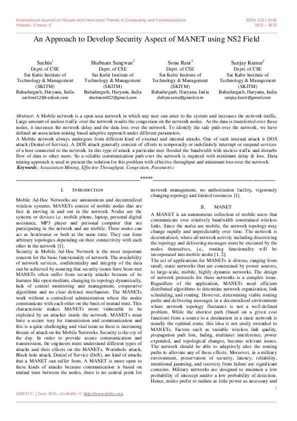 (PDF) Enhancing MANET Security via Data Mining
