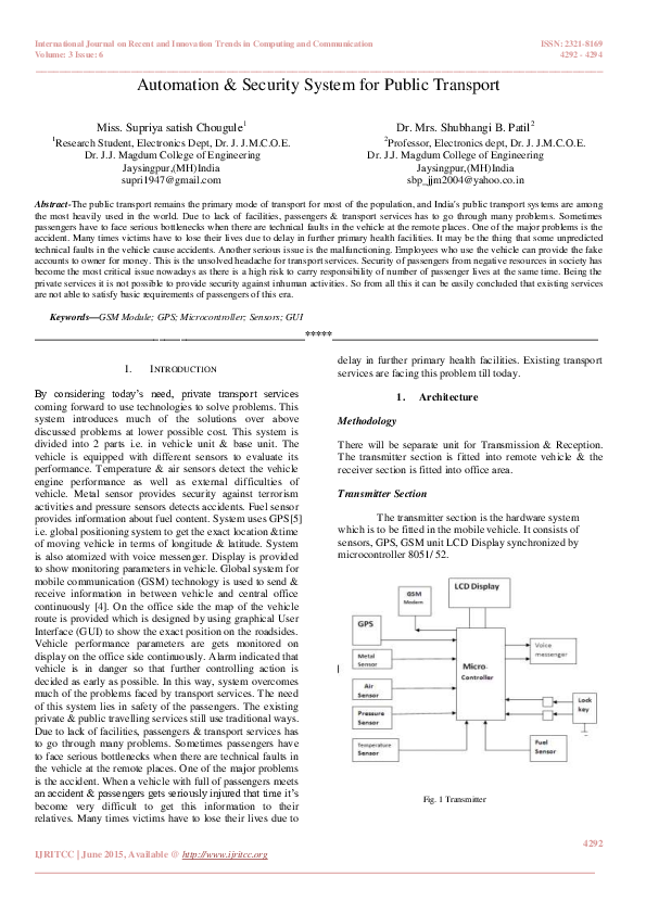 (PDF) Automation & Security System for Public Transport