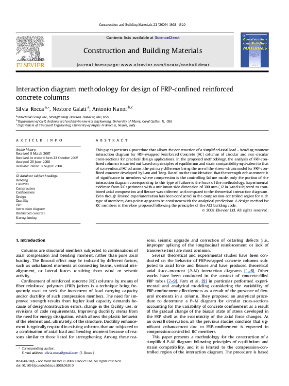 (PDF) Interaction diagram methodology for design of FRP-confined reinforced concrete columns
