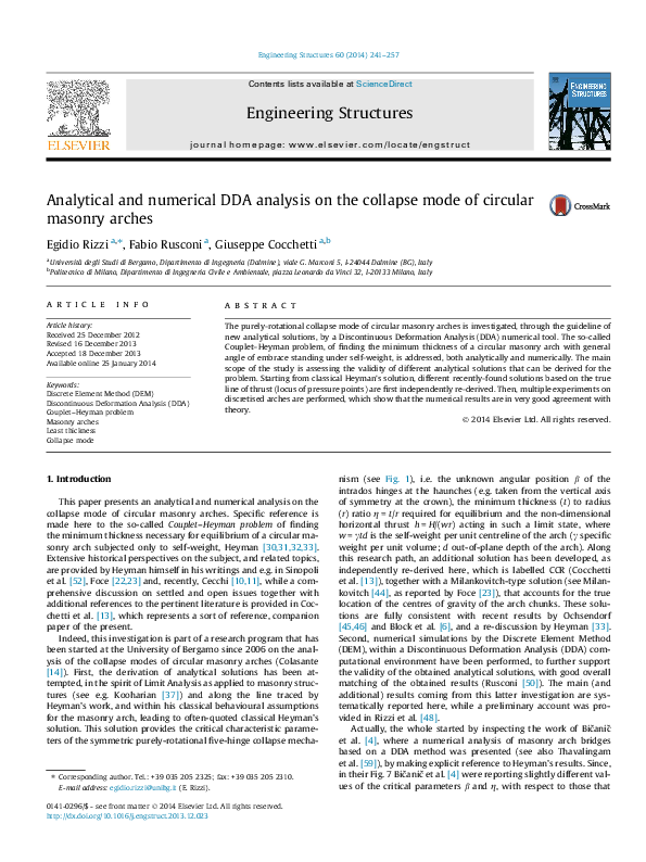 (PDF) Analytical and numerical DDA analysis on the collapse mode of ...