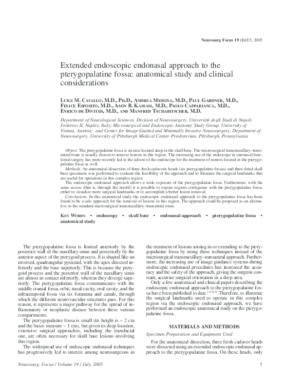 (PDF) Exposure techniques in endoscopic skull base surgery: posterior ...