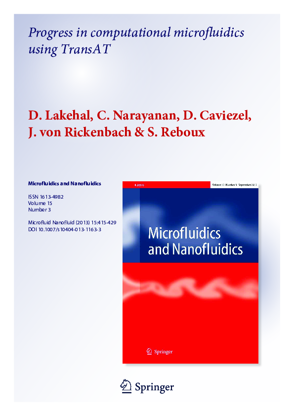 (PDF) Progress in computational microfluidics using TransAT