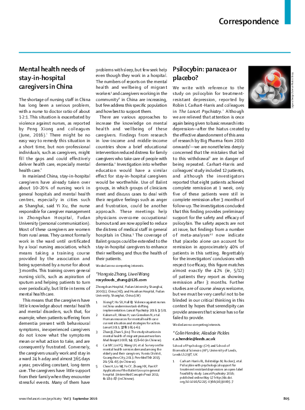 (PDF) Psilocybin: panacea or placebo? | Colin Hendrie and Alasdair ...