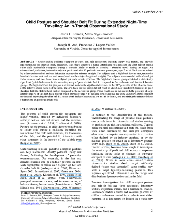 (PDF) Child posture and shoulder belt fit during extended night-time ...