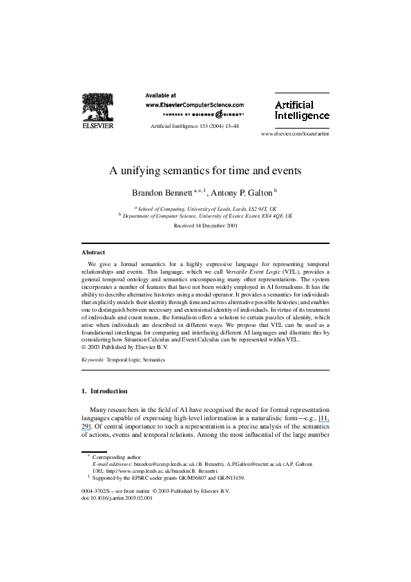 (PDF) A unifying semantics for time and events
