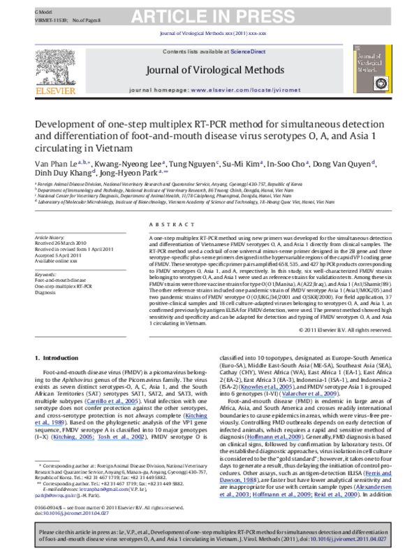 Pdf Development Of One Step Multiplex Rt Pcr Method For Simultaneous