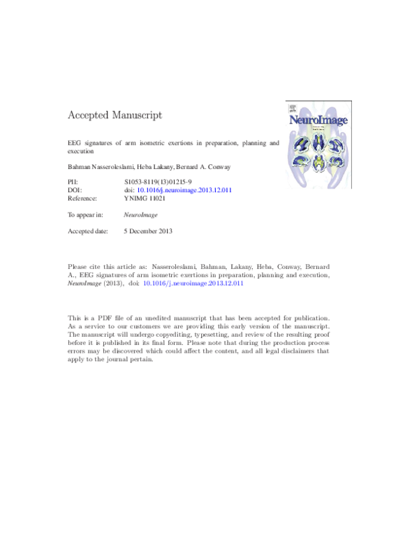 (PDF) EEG signatures of arm isometric exertions in preparation ...