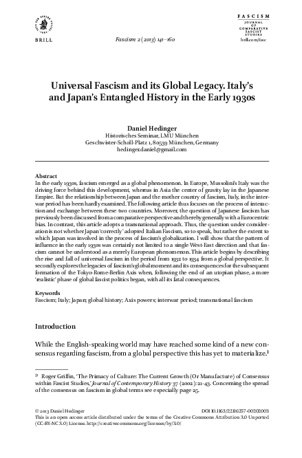 (PDF) Universal Fascism and its Global Legacy. Italy’s and Japan’s ...