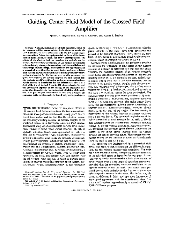 Guiding center fluid model of the crossed-field amplifier
