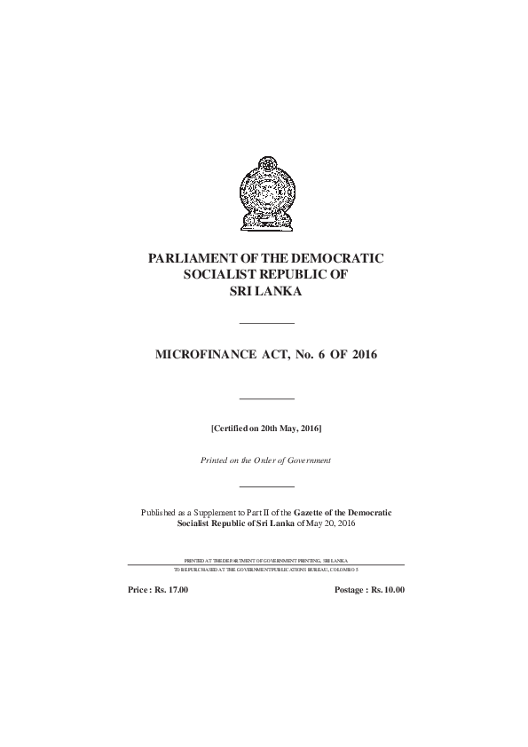 (PDF) PARLIAMENT OF THE DEMOCRATIC SOCIALIST REPUBLIC OF SRI LANKA ...