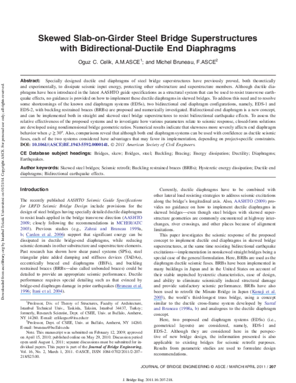 (PDF) Skewed Slab-on-Girder Steel Bridge Superstructures with ...