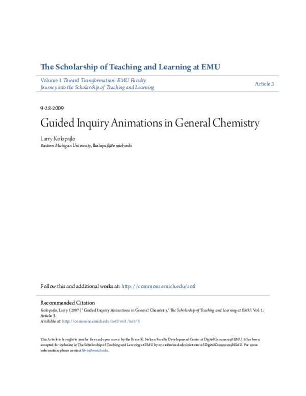 (PDF) Guided Inquiry Animations in General Chemistry