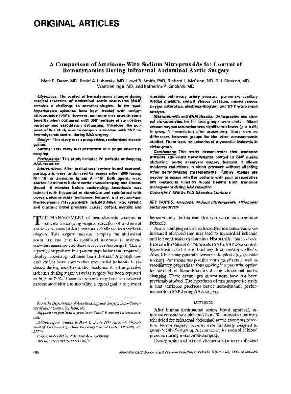 (PDF) A comparison of amrinone with sodium nitroprusside for control of ...