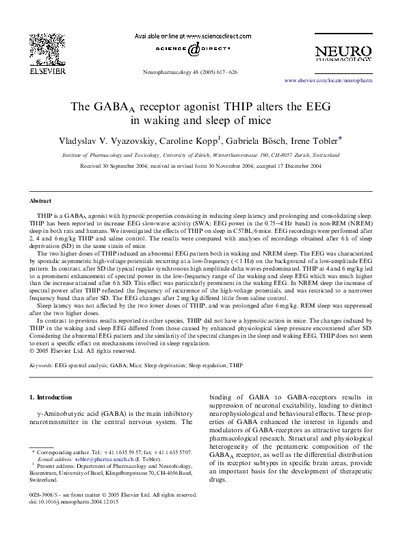 (PDF) The GABA A receptor agonist THIP alters the EEG in waking and ...