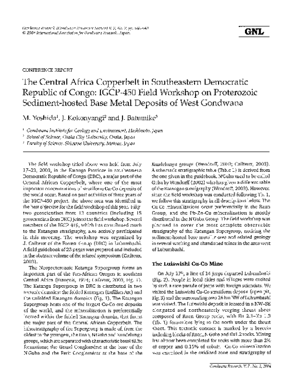 (PDF) The Central Africa Copperbelt in Southeastern Democratic Republic ...