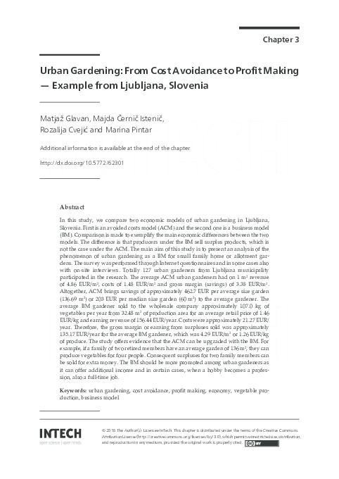 (PDF) Urban Gardening: From Cost Avoidance to Profit Making — Example ...