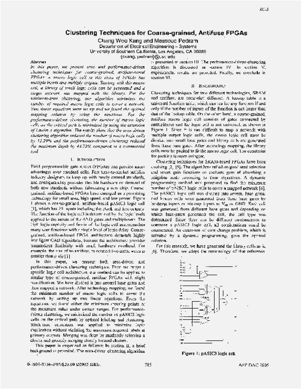 (PDF) Clustering techniques for coarse-grained, antifuse FPGAs