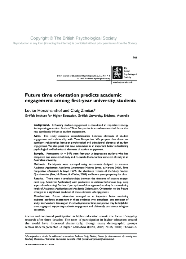 (PDF) Future time orientation predicts academic engagement among first ...