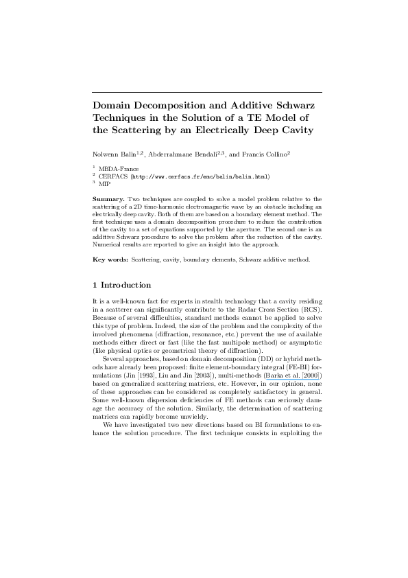 (PDF) Domain Decomposition and Additive Schwarz Techniques in the Solution of a TE Model of the ...
