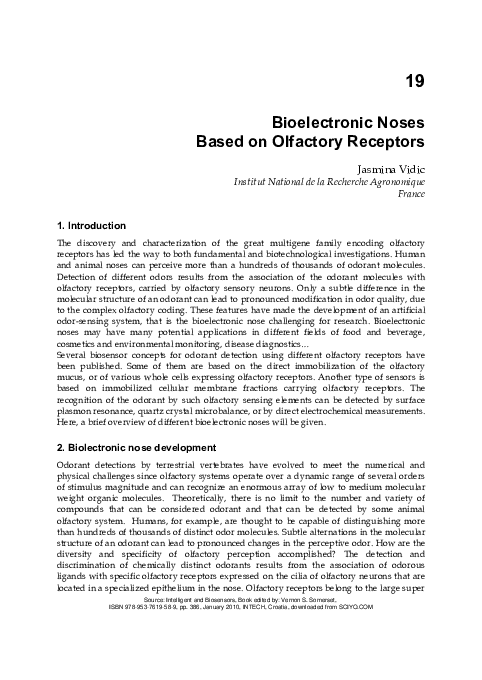 (PDF) Bioelectronic Noses Based on Olfactory Receptors