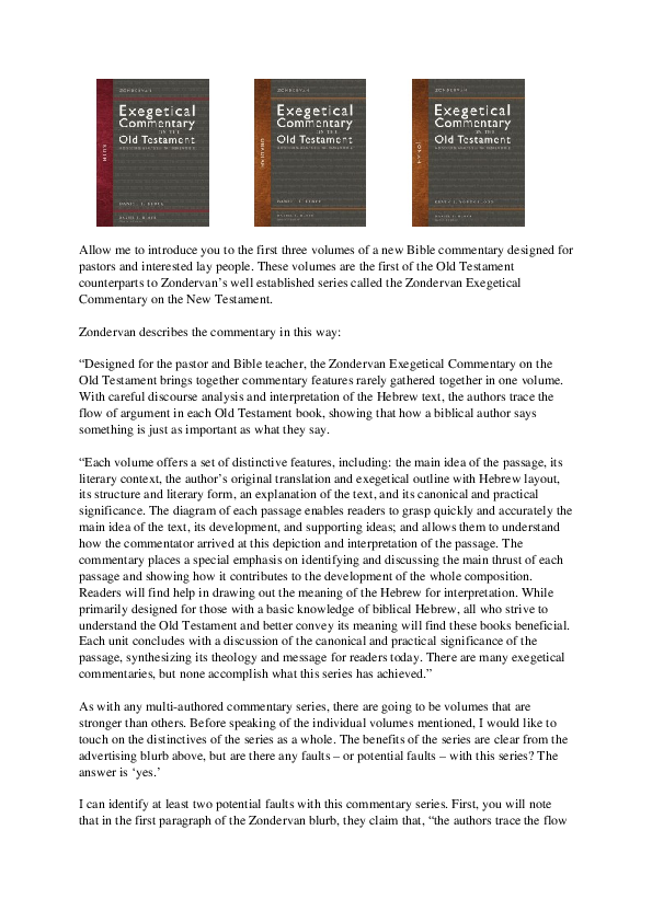 (PDF) Review of first three Zondervan Exegetical Commentary on the Old ...