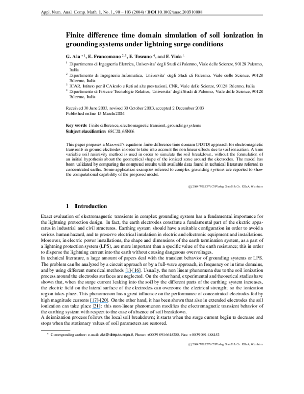 Pdf Finite Difference Time Domain Simulation Of Soil Ionization In