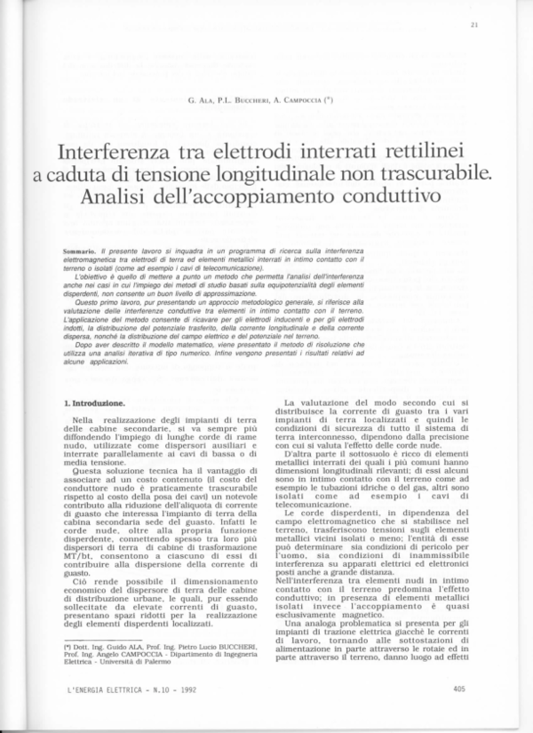 (PDF) Interferenza tra elettrodi interrati rettilinei a caduta di tensione longitudinale non ...