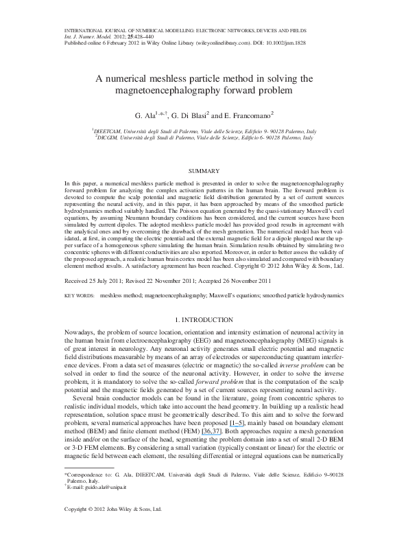 (PDF) A numerical meshless particle method in solving the magnetoencephalography forward problem ...
