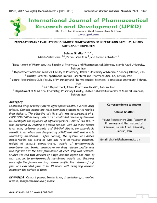 (PDF) Preparation and Evaluation of Osmotic Pump Systems of Soft ...