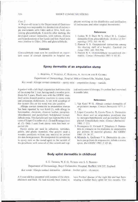 (PDF) Epoxy dermatitis of an amputation stump