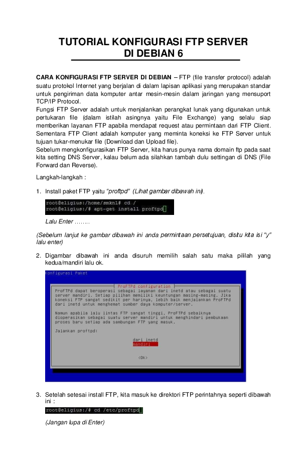 (PDF) TUTORIAL KONFIGURASI FTP SERVER DI DEBIAN 6