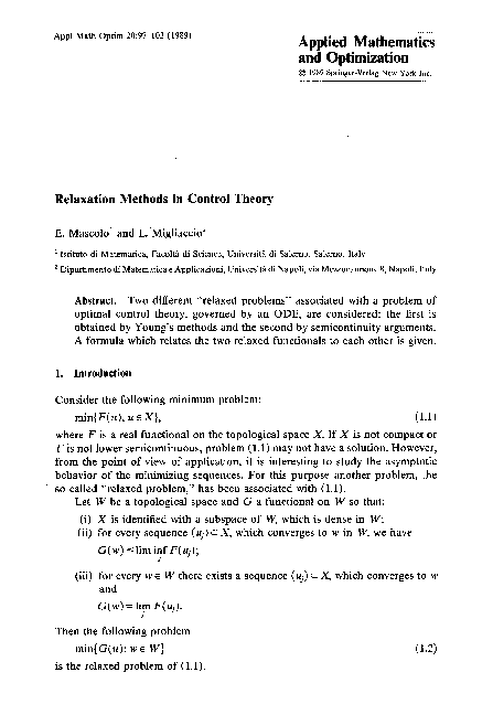(PDF) Relaxation methods in control theory